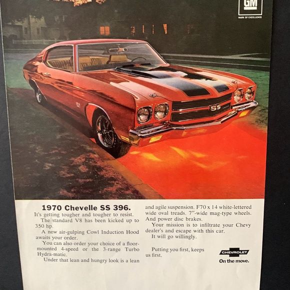 Chevrolet | Accents | Vintage 969 Chevrolet Chevelle Ss 396 Chevy Ad ...